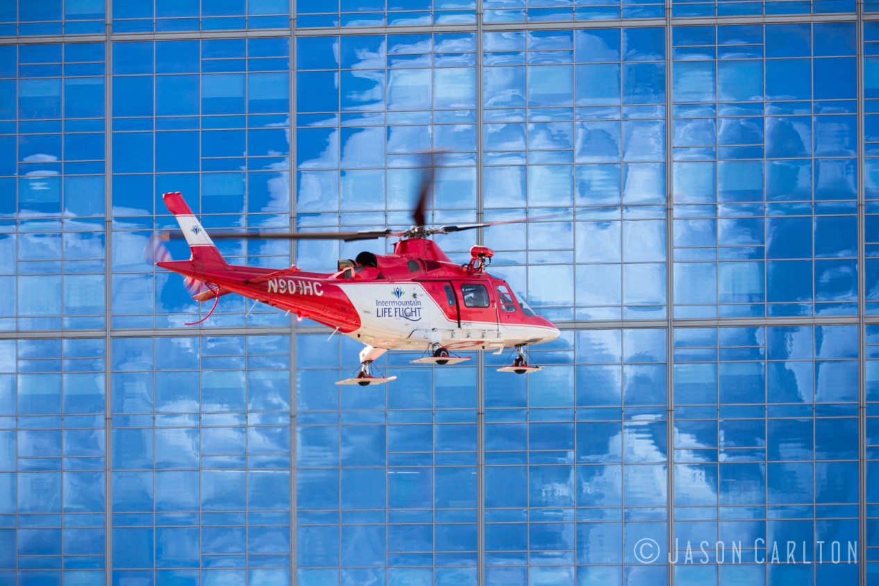 Life Flight helicopter and a magnificent reflection – Carltonaut